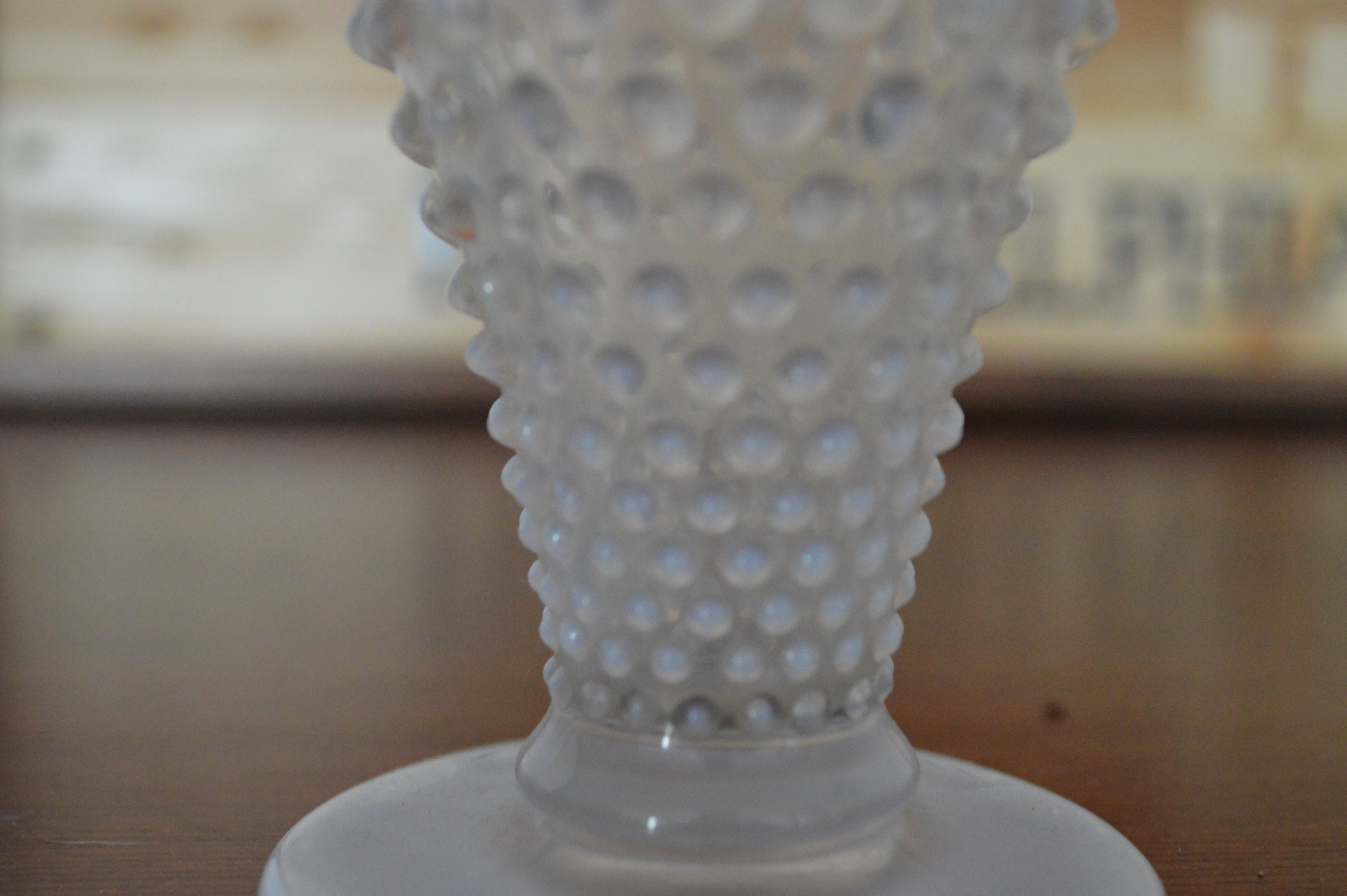 Vintage Moonstone Opalescent Fenton Hobnail Scalloped Edge Bud Vase ...