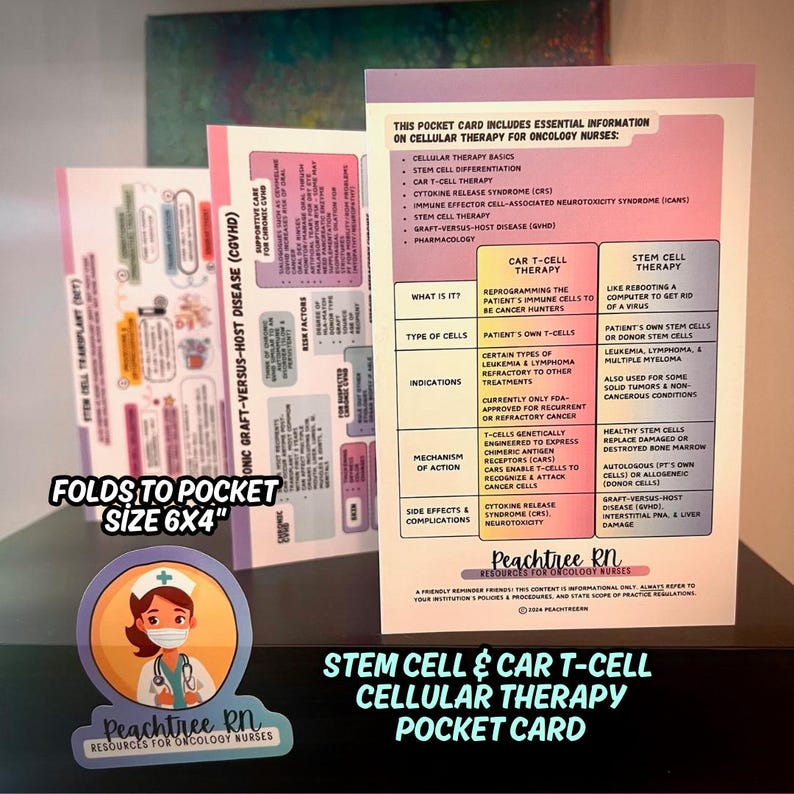 CAR T-cell & Stem Cell Therapy Pocket Card for Oncology Nurses - Etsy