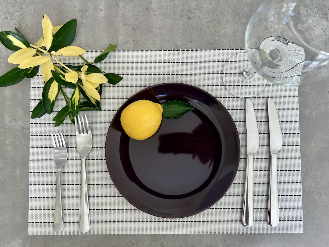 Striped Plastic Kitchen Table Placemats: Heat-resistant, Easy Clean ...