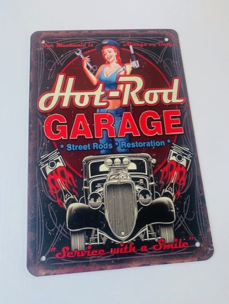 Hot-rod Garage Tin Sign Print Collection Vintage Retro Style Garage Man ...