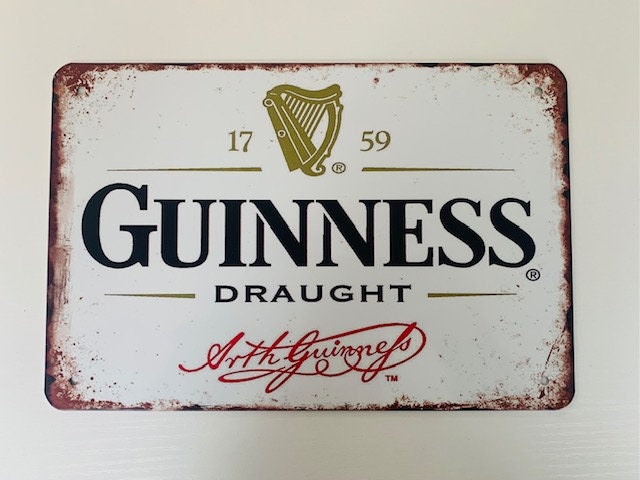Guinness Draught Tin Printing Wall Sign Print Vintage Retro Style ...
