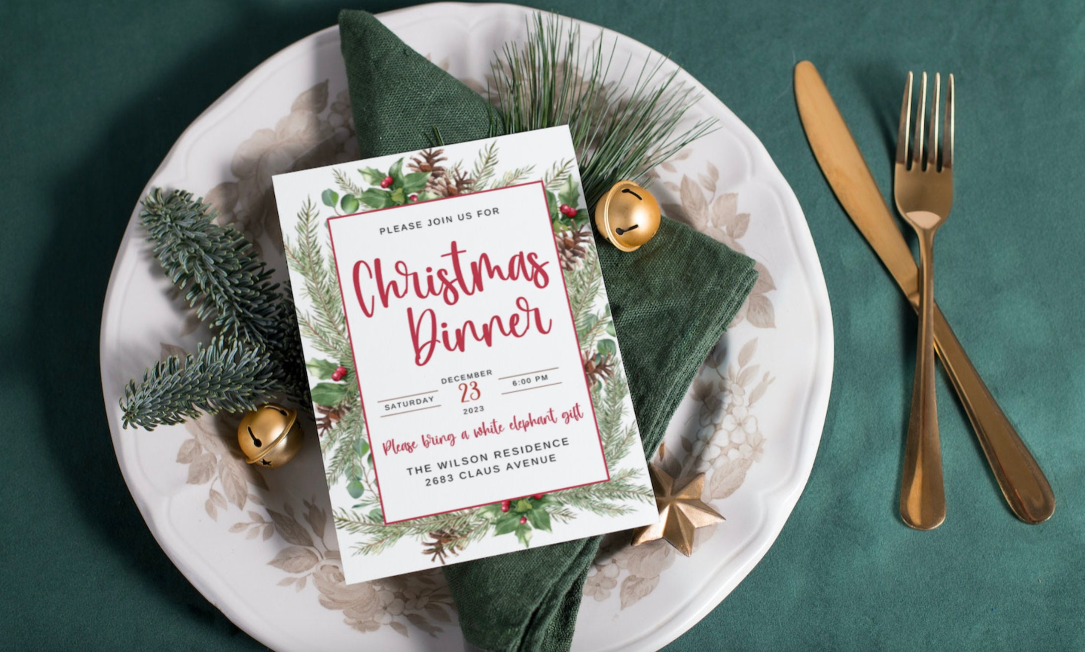 Christmas Dinner Invitation, E-vite, Text Invitation, Tis the Season ...