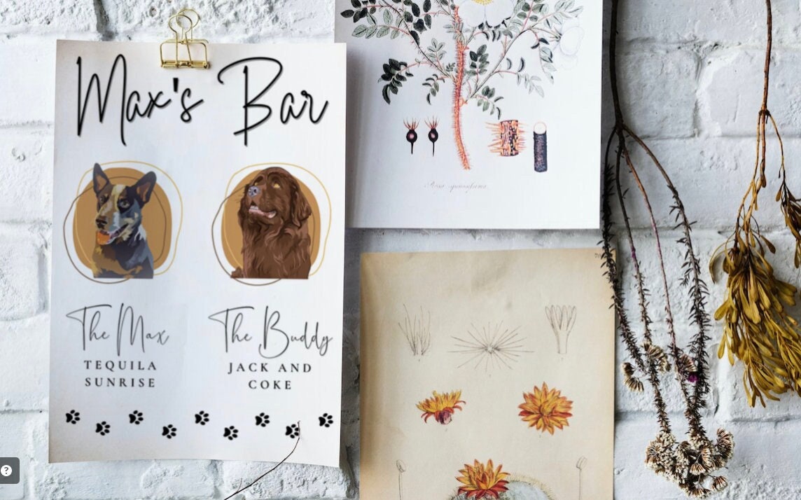 WEDDING SIGN - Dog Bar, Dog Bar Menu for Wedding, Wedding Signs With ...