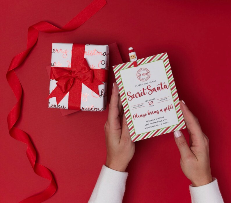 Secret Santa Invitation W/ Questionnaire and E-vite, Text Invitation ...