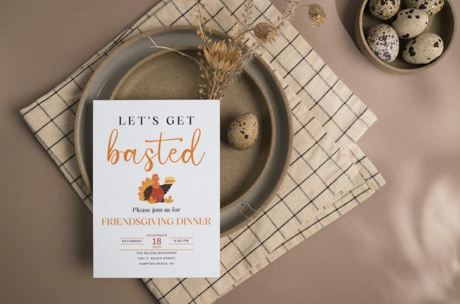 Let's Get Basted - Friendsgiving Invitation, Thanksgiving Invitation ...