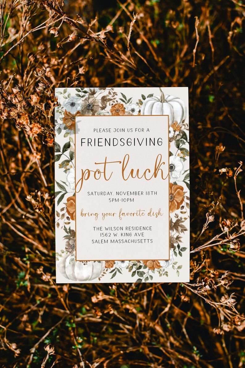 Friendsgiving Potluck, Friendsgiving Invitation, Friendsgiving Card ...