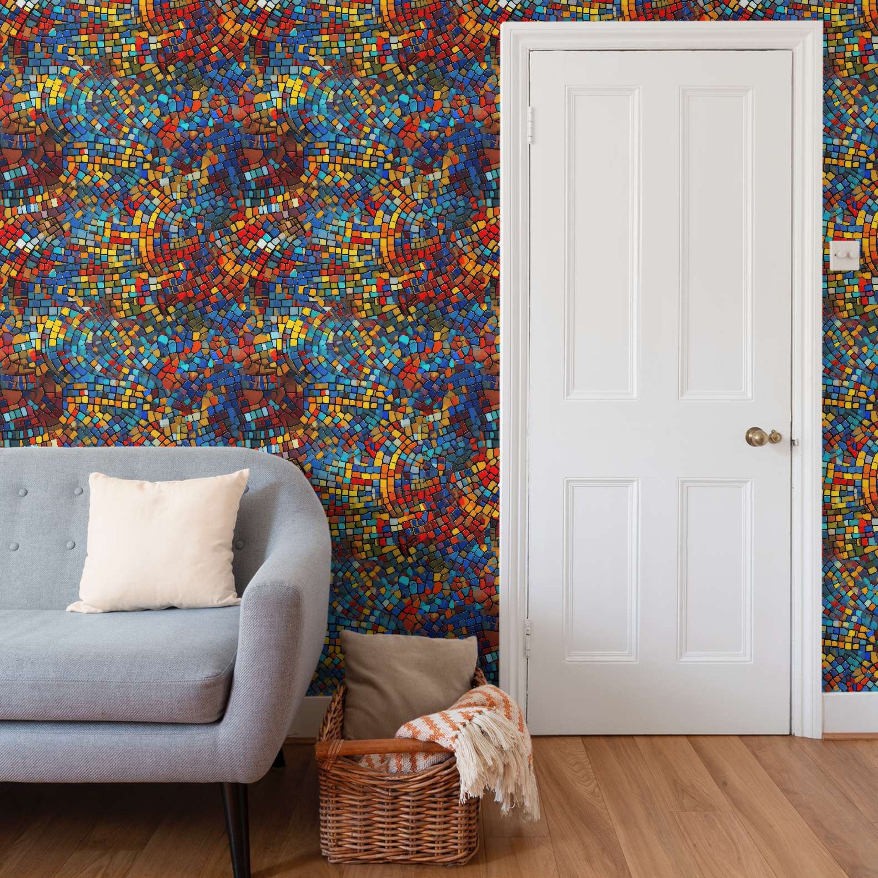 Wallpaper With Abstract Mosaic Pattern for Bedroom or Den Wallpaper for ...