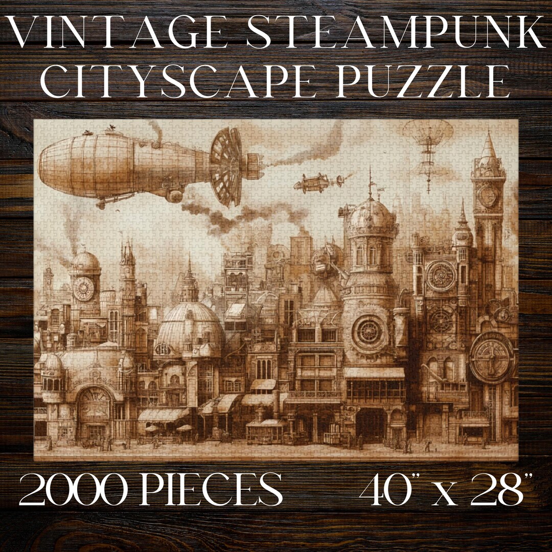 Vintage Steampunk Cityscape Jigsaw Puzzle - Etsy