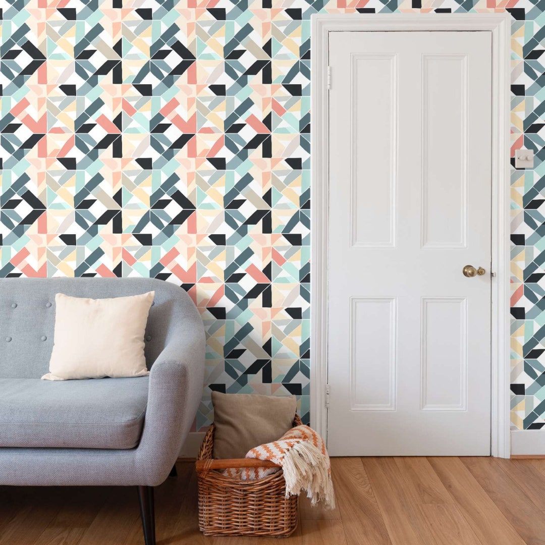 Eco Wallpaper Geometric Pattern for Bedroom or Childrens Room ...