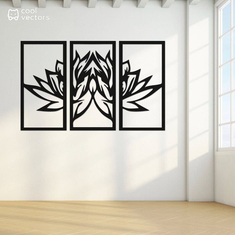 Lotus Flower Laser Cut Files PDF, DXF, SVG for Wall Art Decorative ...