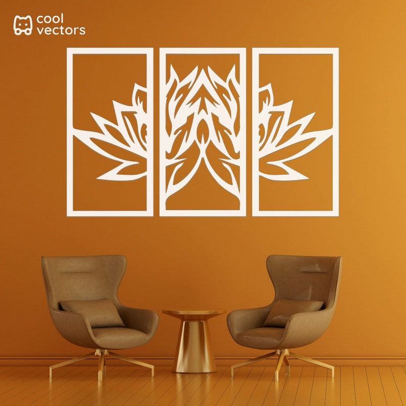 Lotus Flower Laser Cut Files PDF, DXF, SVG for Wall Art Decorative ...