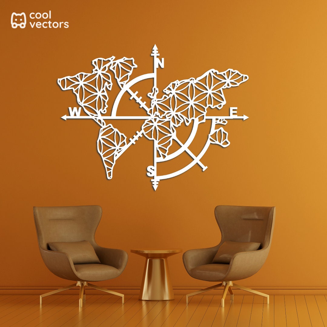 World Map B Laser Cut Files PDF, DXF, SVG for Wall Art Decorative ...