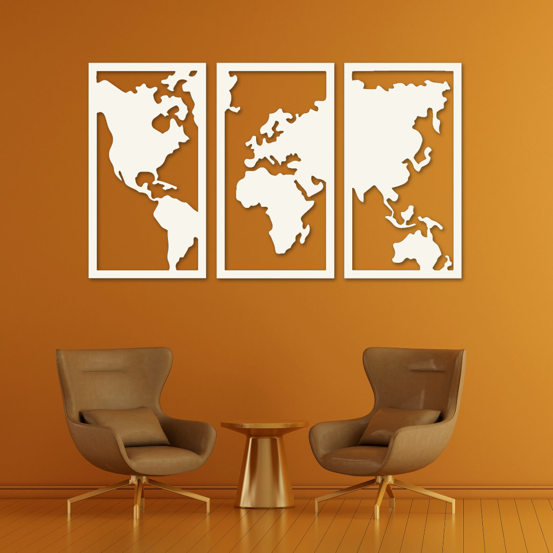 World Map Laser Cut Files PDF, DXF, SVG for Wall Art Decorative Vector ...