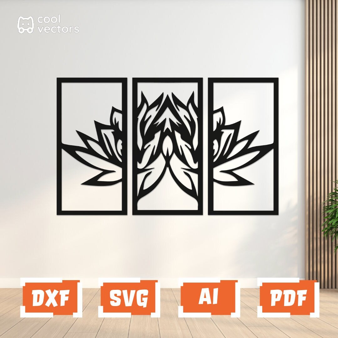 Lotus Flower Laser Cut Files PDF, DXF, SVG for Wall Art Decorative ...