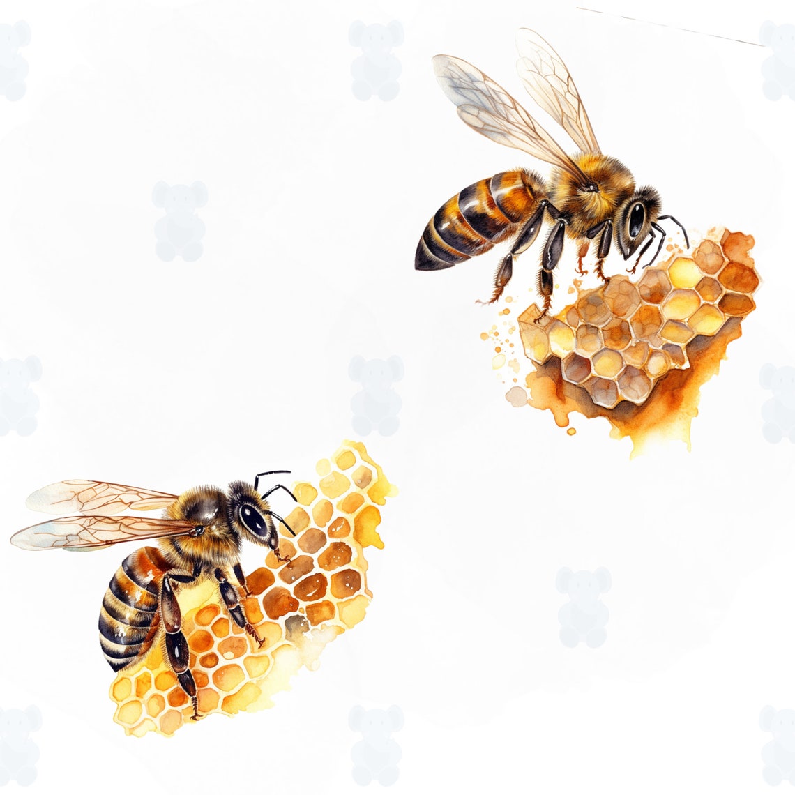 Watercolor Bee Clipart Instant Download PNG Format Bee Clipart for ...