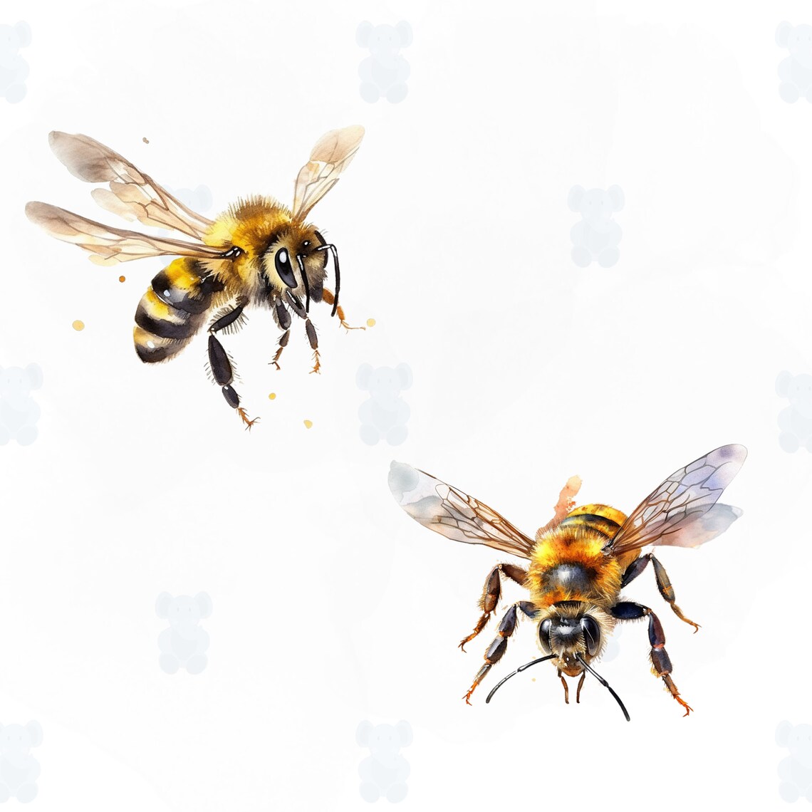 Watercolor Bee Clipart Instant Download PNG Format Bee Clipart for ...