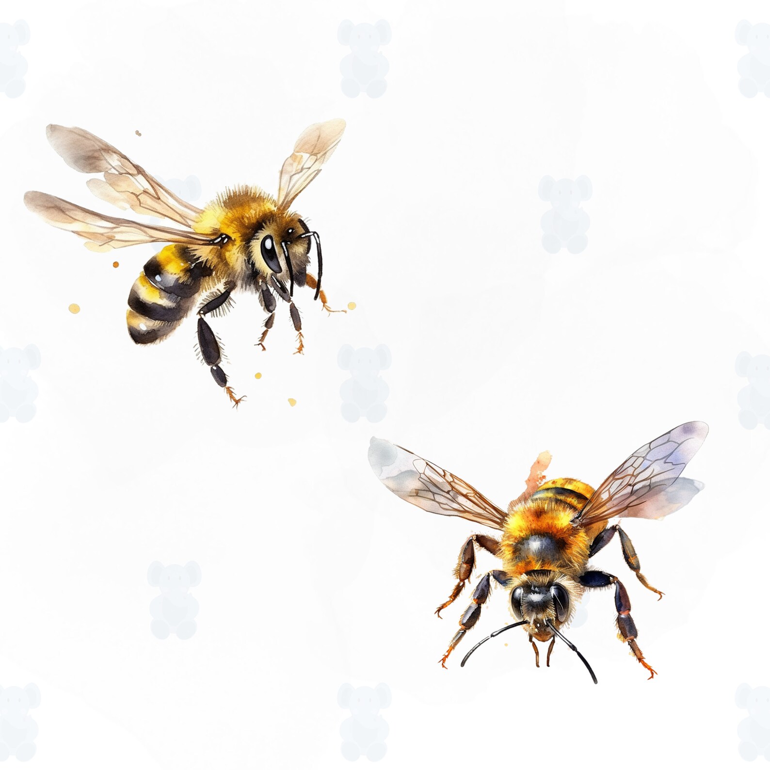 Watercolor Bee Clipart Instant Download PNG Format Bee Clipart for ...
