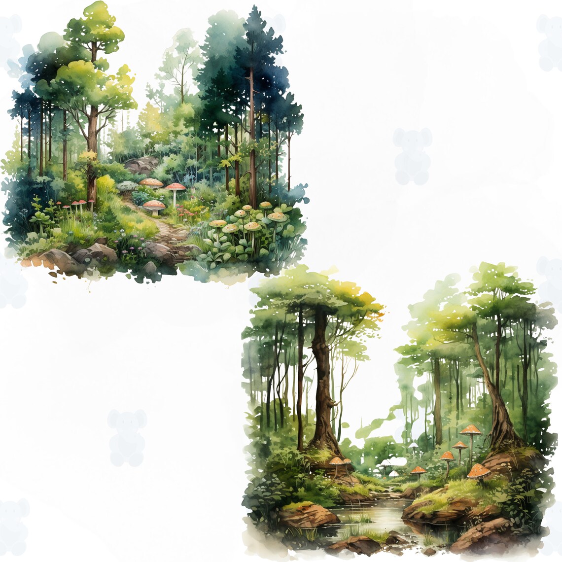 Watercolor Fairy Forest Clipart Instant Download Transparent PNG Format ...
