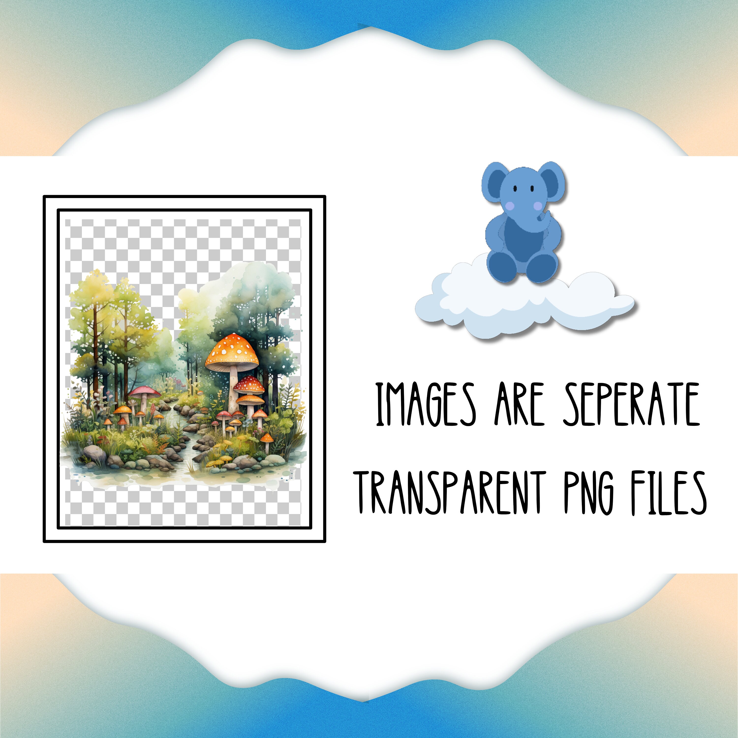 Watercolor Fairy Forest Clipart - Instant Download Transparent PNG ...