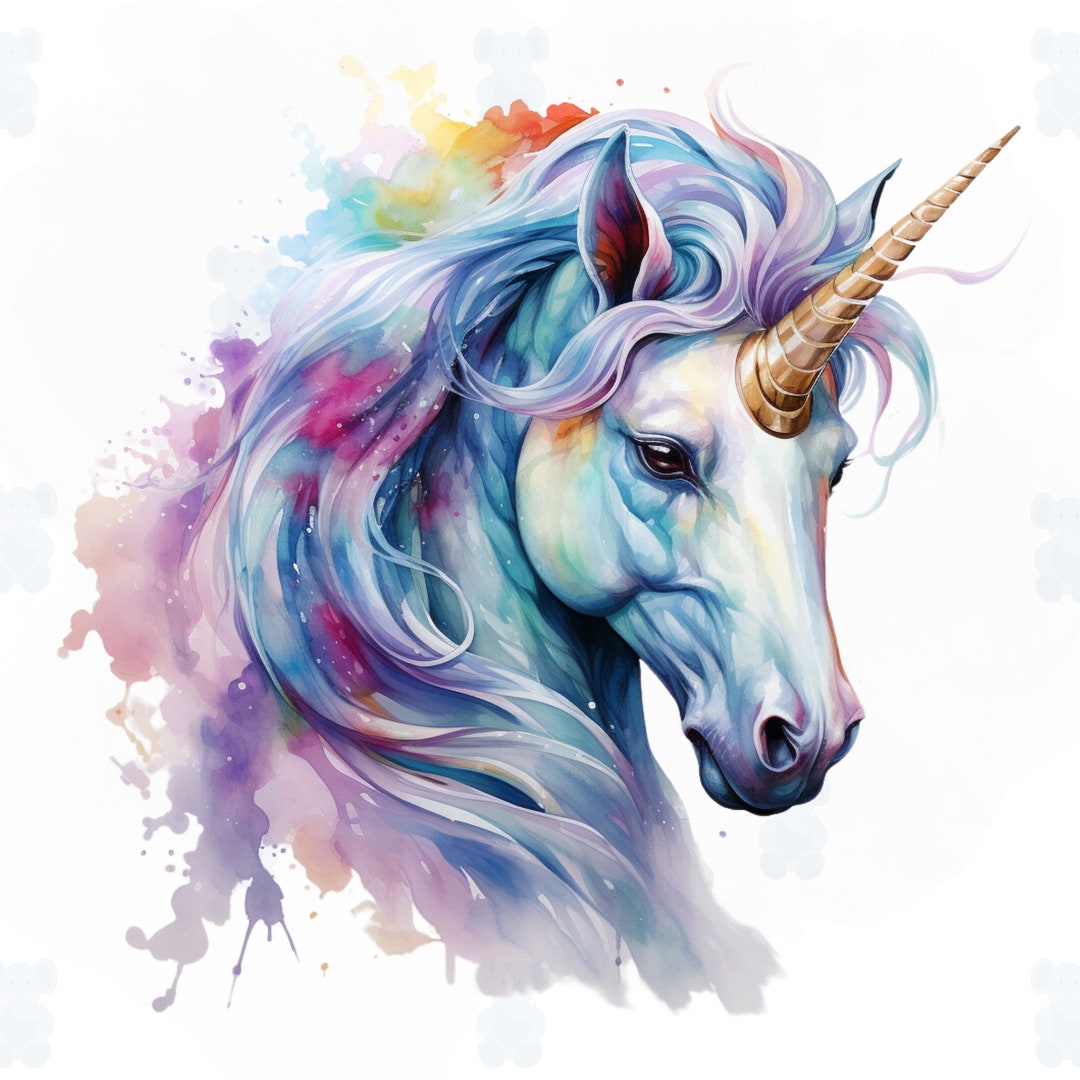 Watercolor Unicorn Clipart - Instant Download Transparent PNG Format ...