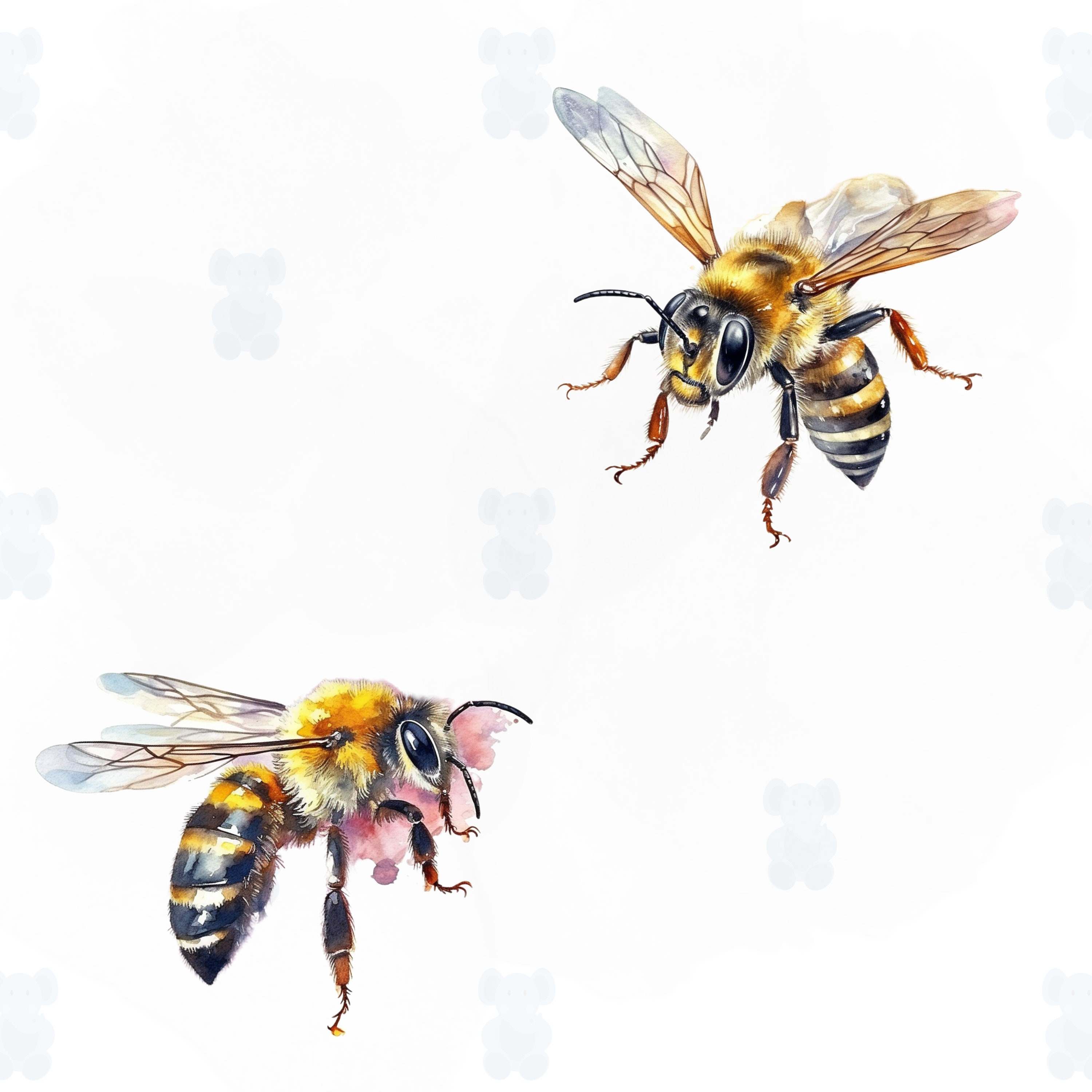 Watercolor Bee Clipart Instant Download PNG Format Bee Clipart for ...