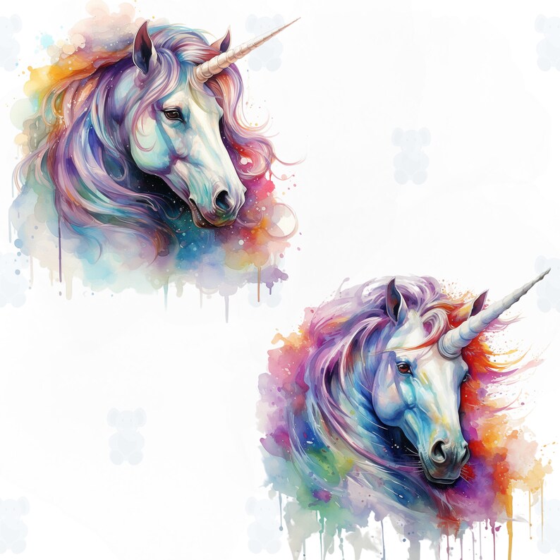 Watercolor Unicorn Clipart - Instant Download Transparent PNG Format ...
