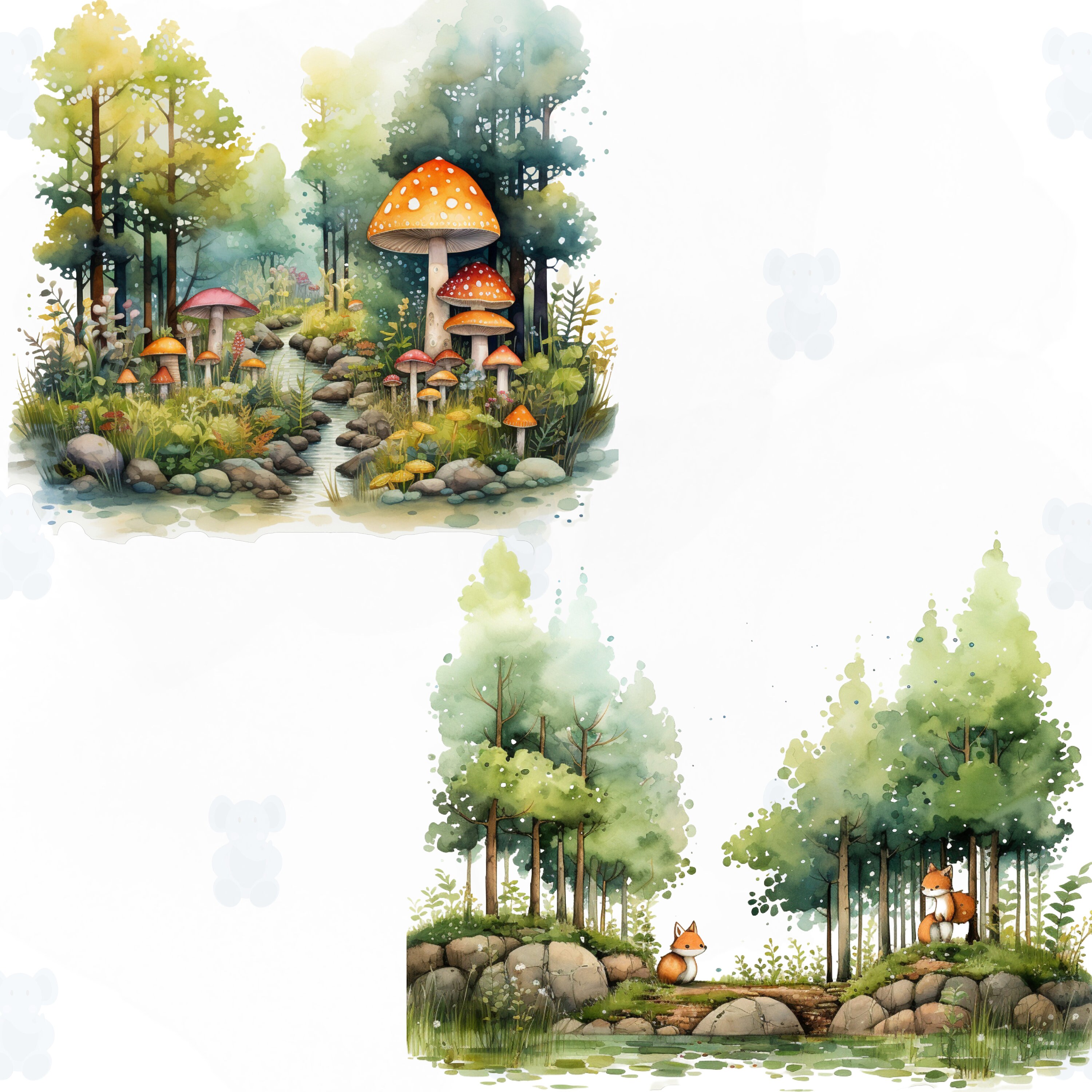 Watercolor Fairy Forest Clipart Instant Download Transparent PNG Format ...