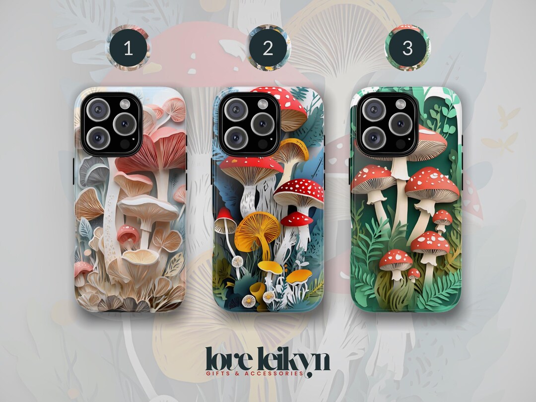 Papercraft Mushroom Phone Case Faux 3D Paper Cottagecore Forest Cover ...