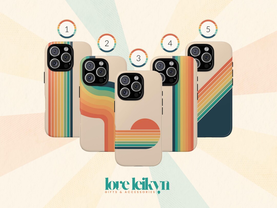 Retro Stripes Phone Case, Vintage 70s Style Cellphone Cover for iPhone ...