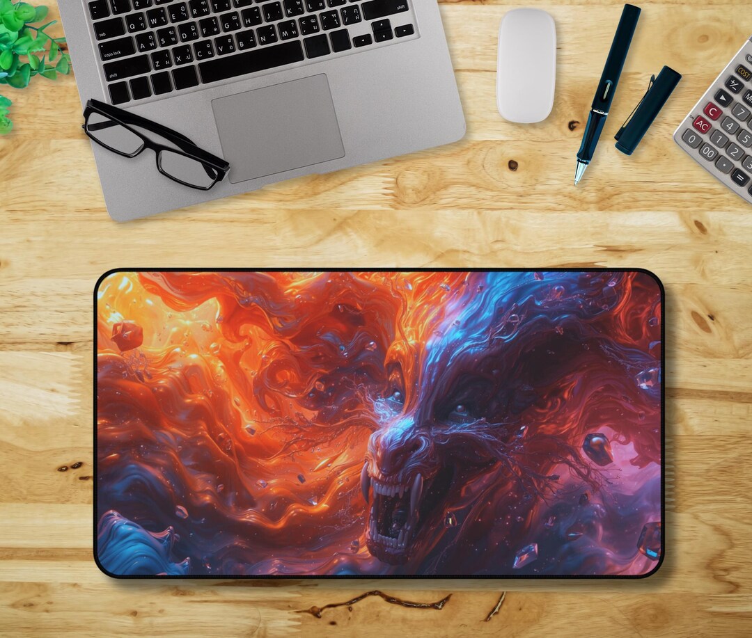Fiery Elemental Beast Mouse Pad, Gaming Desk Mat - Etsy