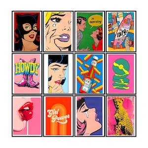 300 Pop Art Colorful Posters Bundle, Warhol Inspiration Print Design ...