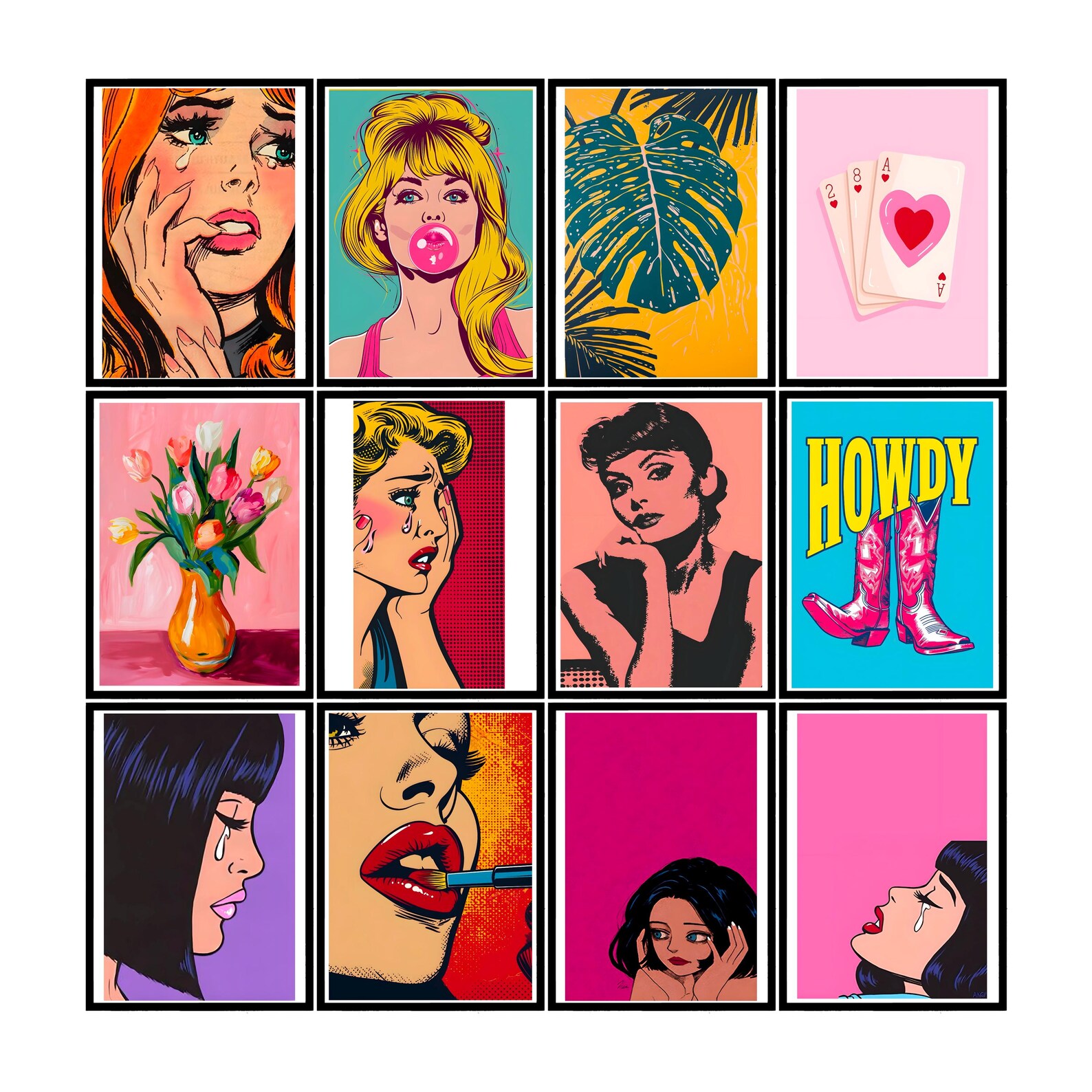 300 Pop Art Colorful Posters Bundle, Warhol Inspiration Print Design ...