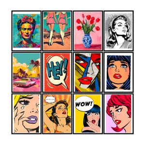 300 Pop Art Colorful Posters Bundle, Warhol Inspiration Print Design ...