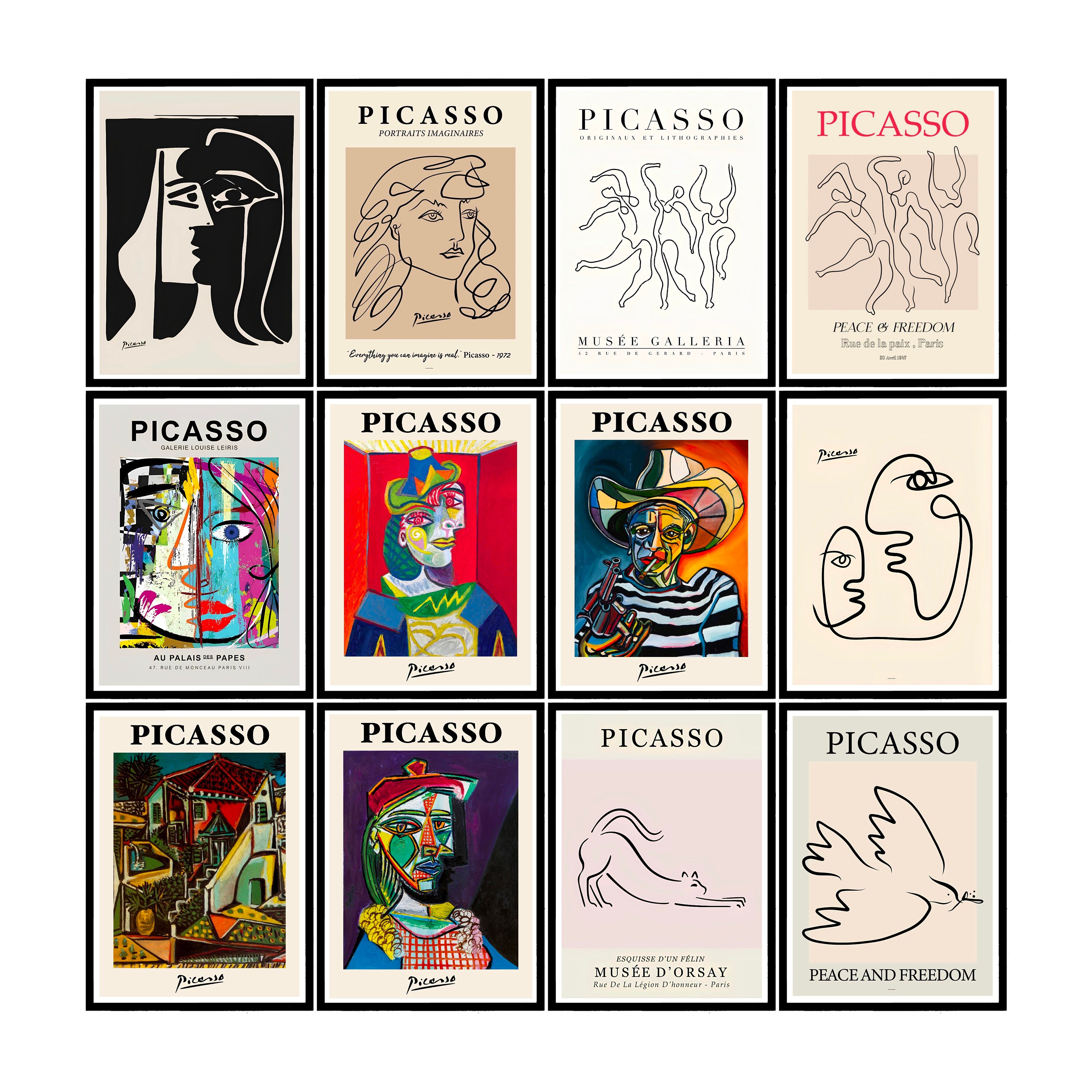 100 Pablo Picasso Poster Bundle, Cubism Modern Art, Painting Abstract ...