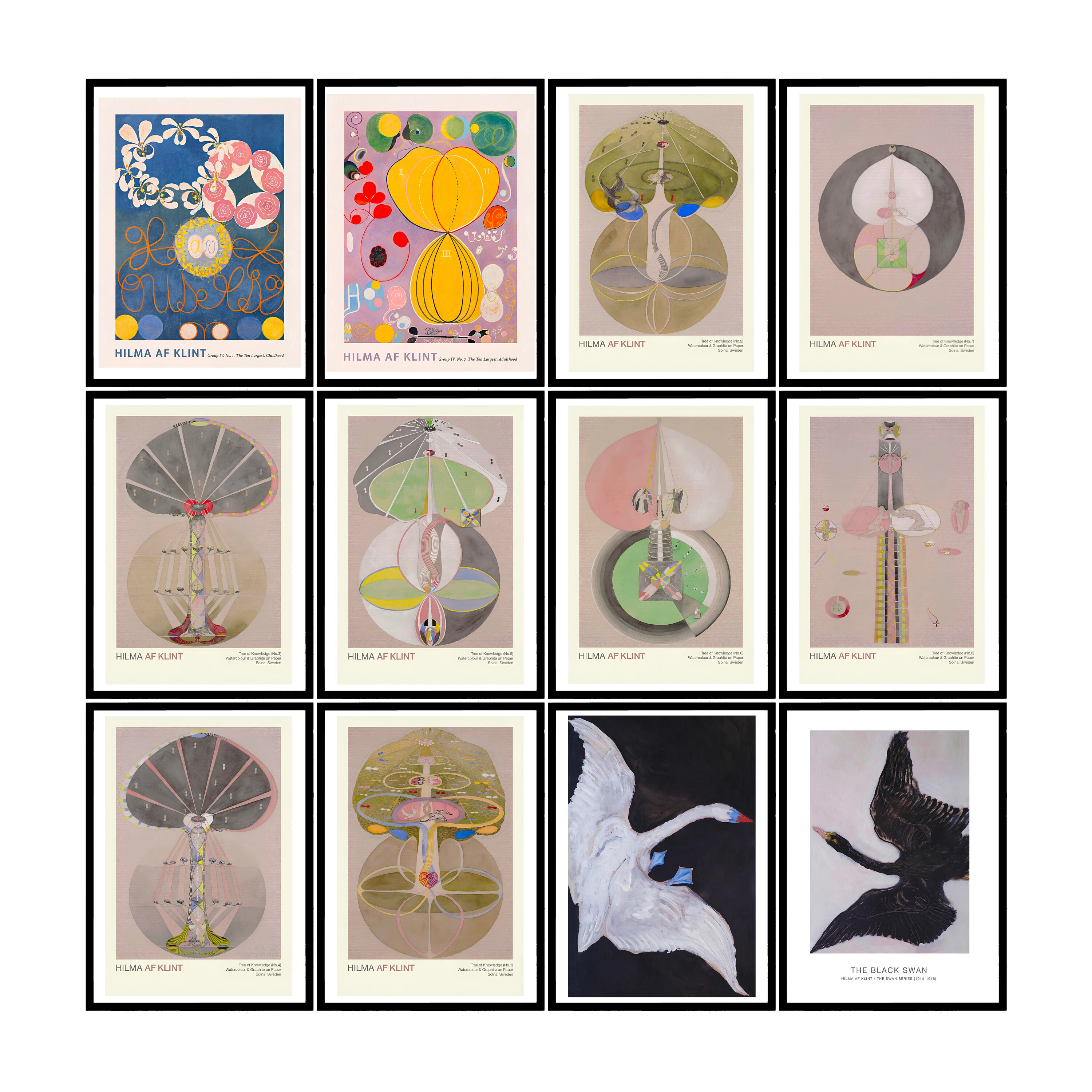 60 Hilma Af Klint Poster Bundle ,swedish Artist, Paint Art, Mid Century ...