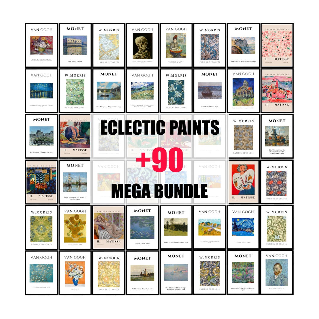 90+ Eclectic Famous Painters Poster Bundle ,wall Art, Gallery Museum ...