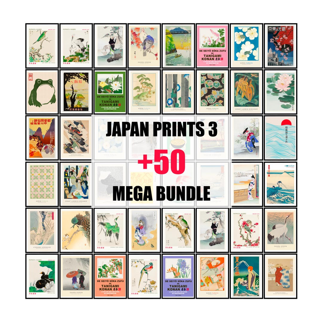 50 Japan Prints Bundle, Asian Vintage Japan Art, Paintings Modern ...