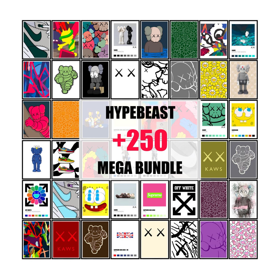 250 Hypebeast Poster Bundle Set, Street Art Design Artwork, Sneakerhead ...