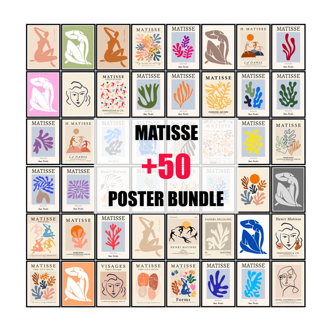 50 Matisse Poster Bundle ,henri Matisse Wall Art , Fauvism Masterpieces ...