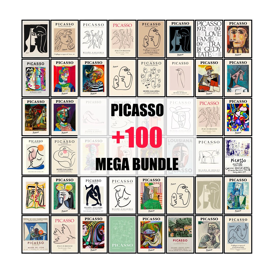 100 Pablo Picasso Poster Bundle, Cubism Modern Art, Painting Abstract ...