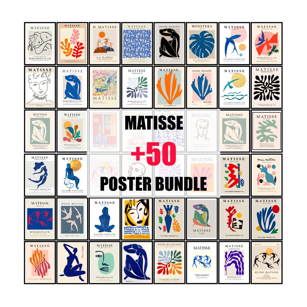 50 Matisse Poster Bundle ,henri Matisse Wall Art , Fauvism Masterpieces ...