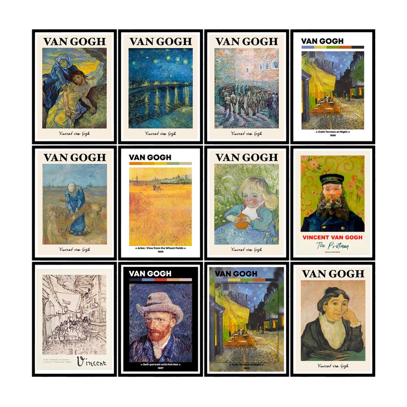100 Vincent Van Gogh Poster Bundle, Impressionism Modern Art, Painting ...