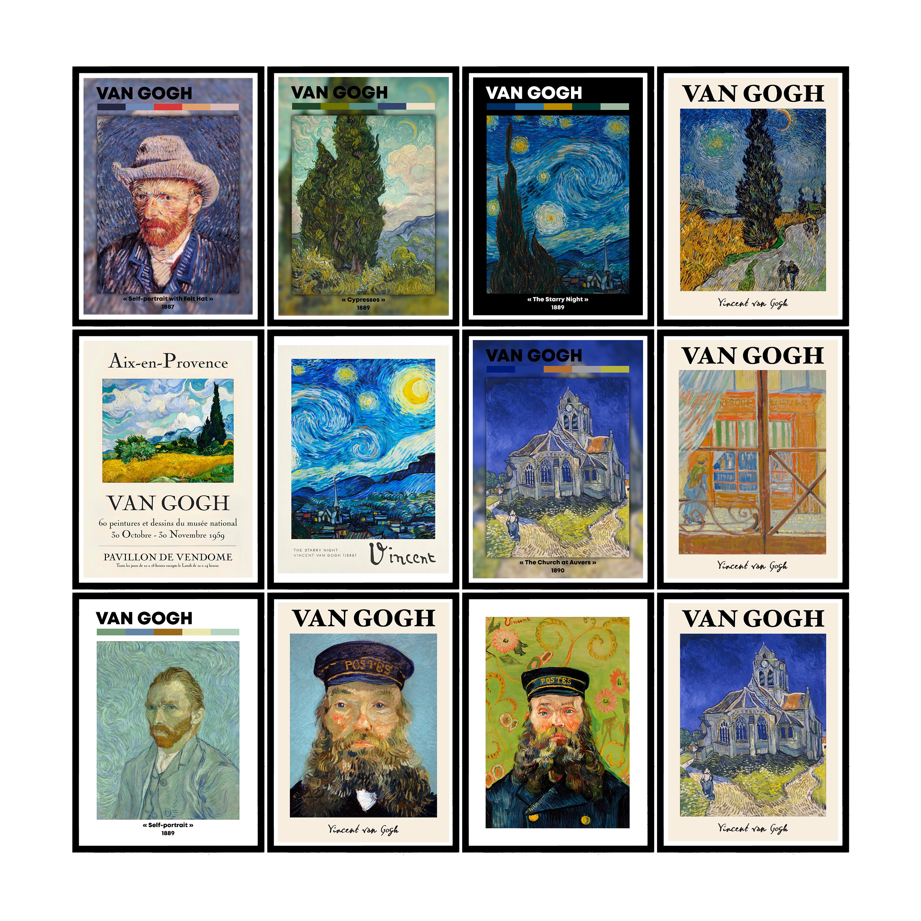 100 Vincent Van Gogh Poster Bundle, Impressionism Modern Art, Painting ...
