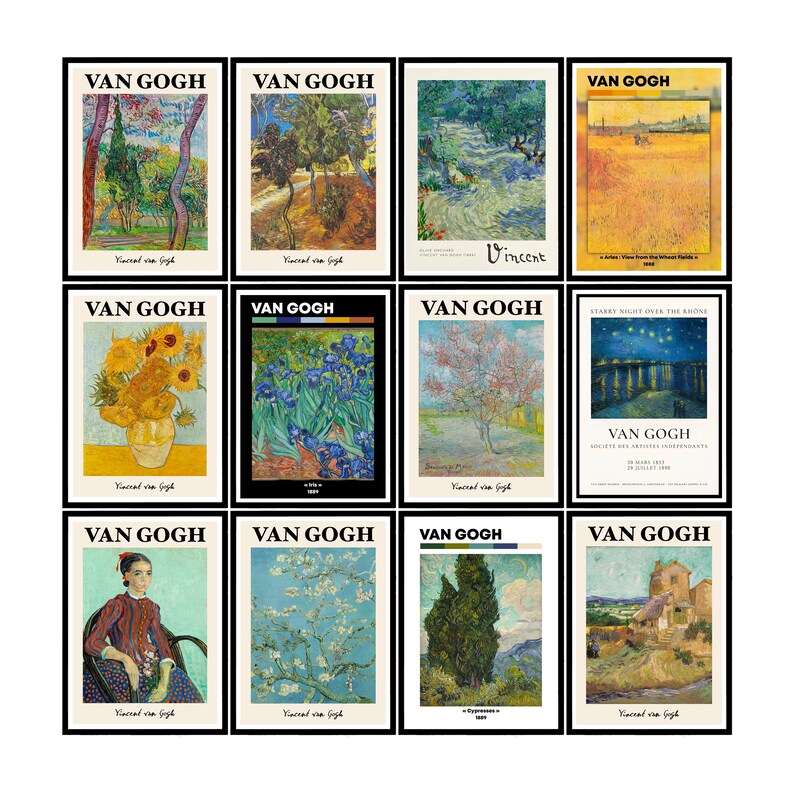 100 Vincent Van Gogh Poster Bundle, Impressionism Modern Art, Painting ...