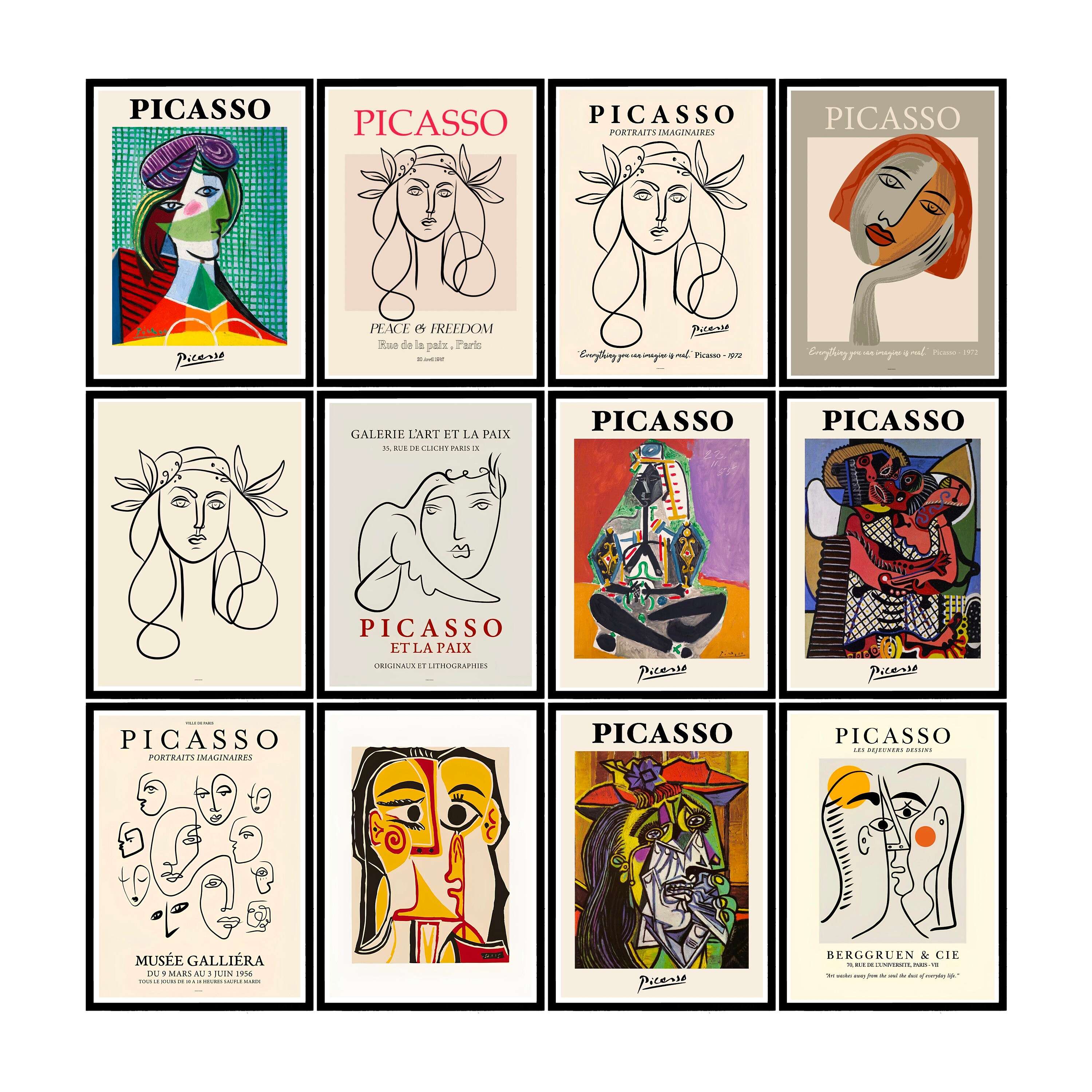 100 Pablo Picasso Poster Bundle, Cubism Modern Art, Painting Abstract ...