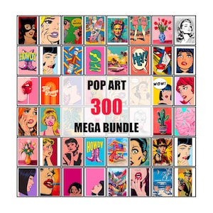 300 Pop Art Colorful Posters Bundle, Warhol Inspiration Print Design ...