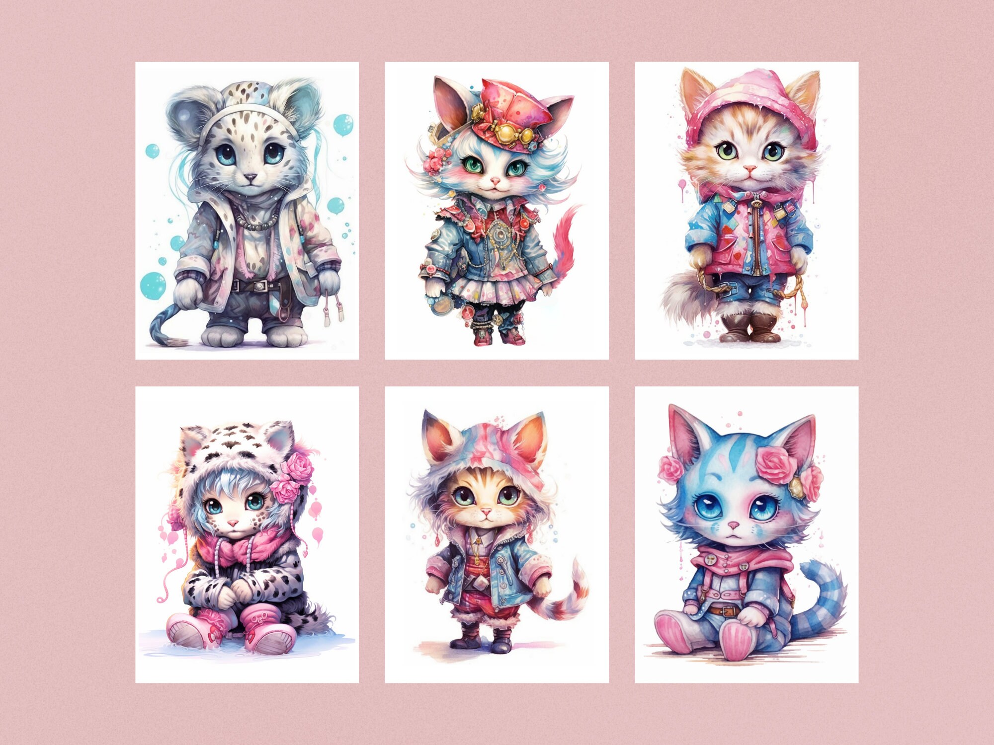 Watercolor Kitten Clipart Cute Cat PNG Kawaii Kitten - Etsy