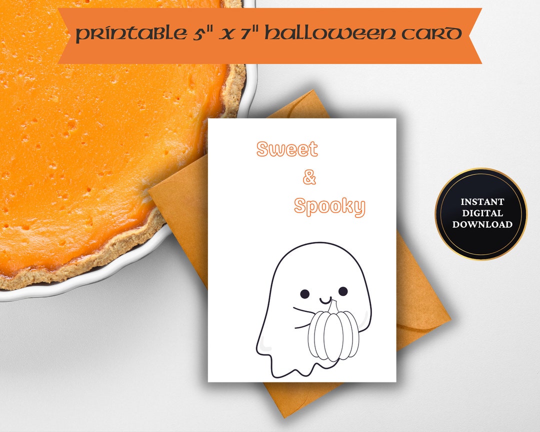Sweet and Spooky Halloween Printable Card, Holiday Card, Kids Halloween ...