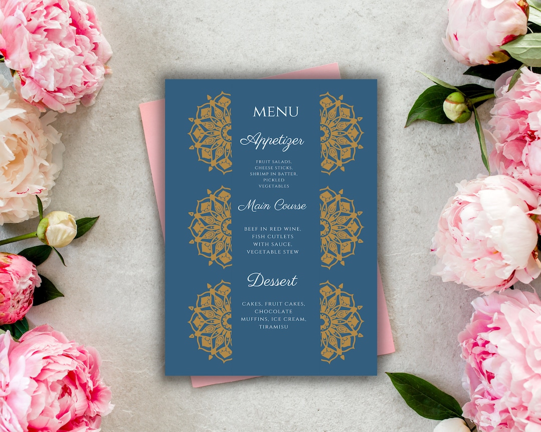 Editable Mandala Menu Card Printable Menu Card Digital Menu - Etsy