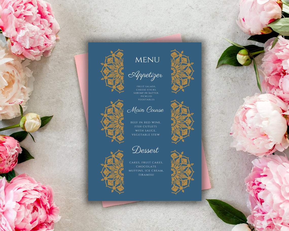 Editable Mandala Menu Card Printable Menu Card Digital Menu - Etsy